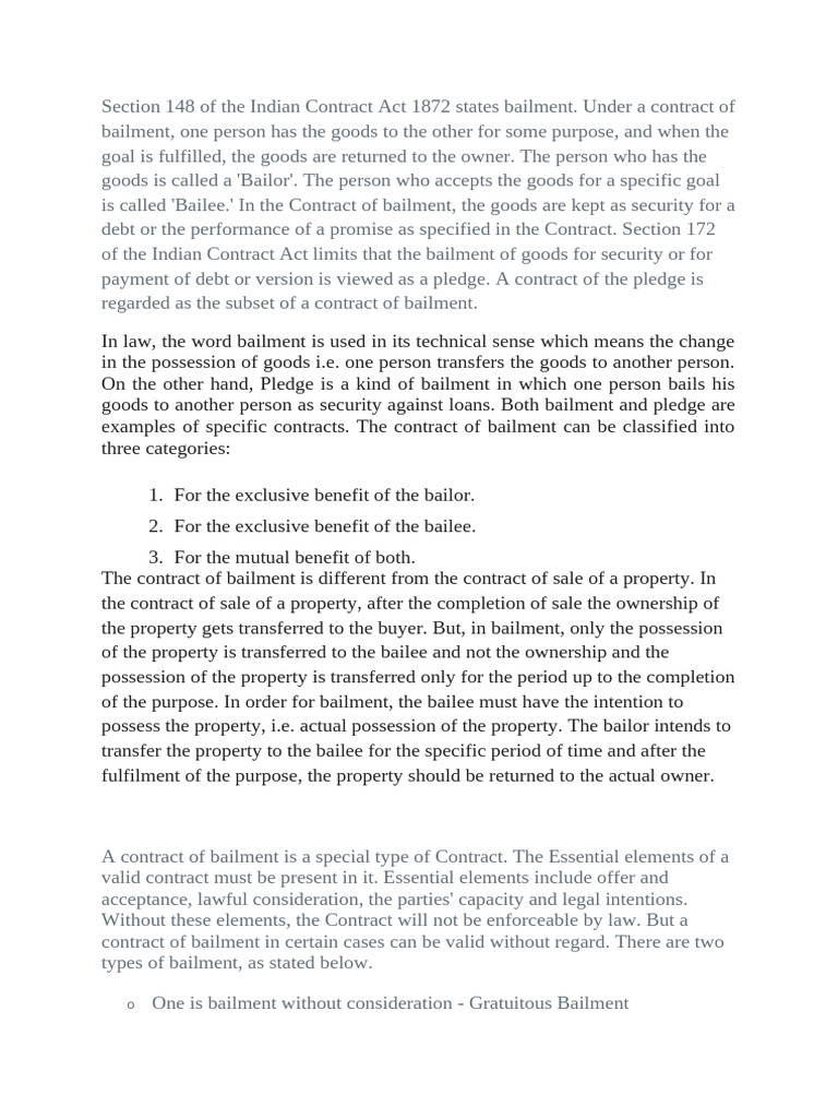 Bailment | PDF