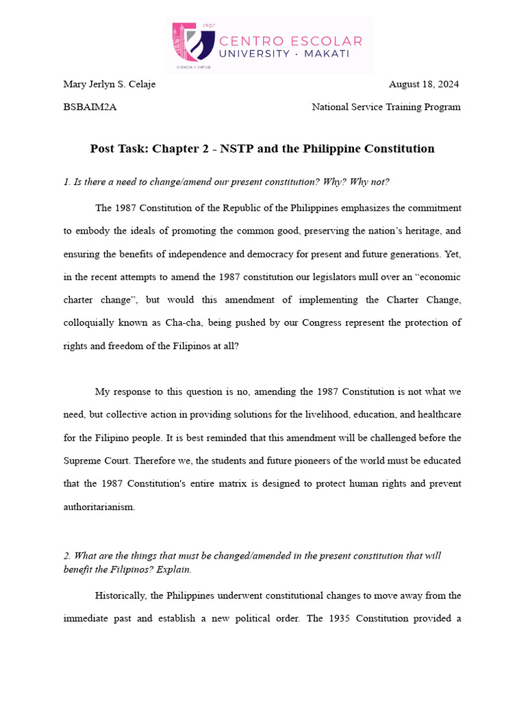 NSTP_Chapter 2 - Post Task | PDF