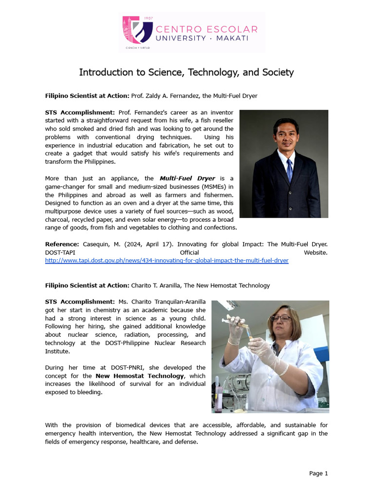 STS - M1 Pre-Task Activity | PDF | Wellness | Technology & Engineering