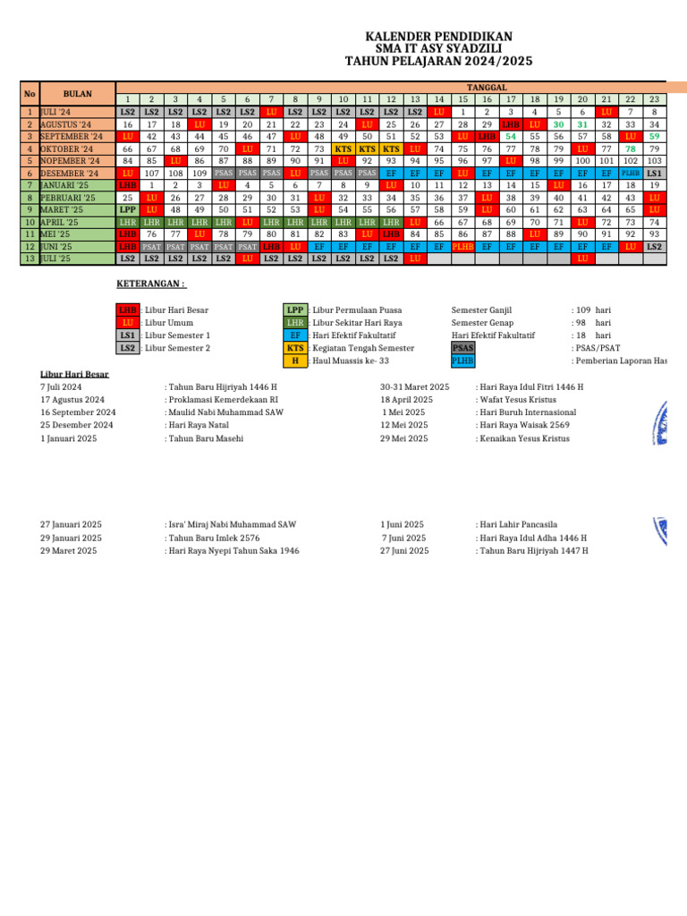 1. KALENDER PENDIDIKAN 2024-2025 | PDF