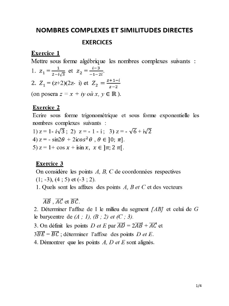Nombres Complexes Et Similitudes Directes | PDF