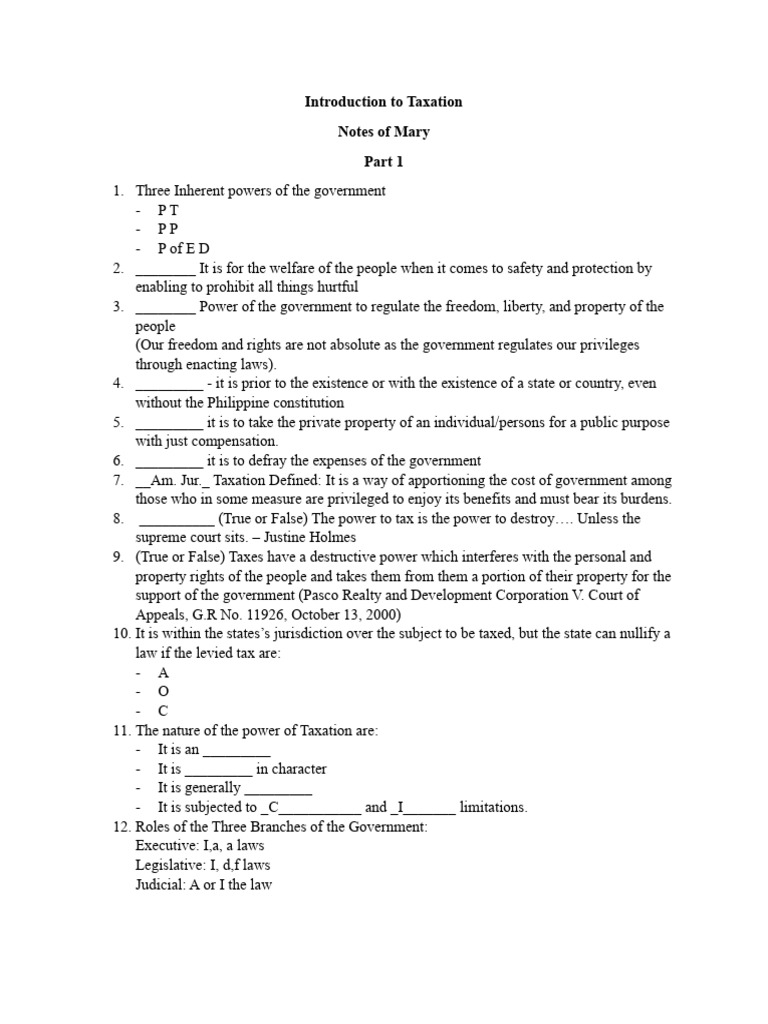 TAXATION Practice Test Part 1 | PDF