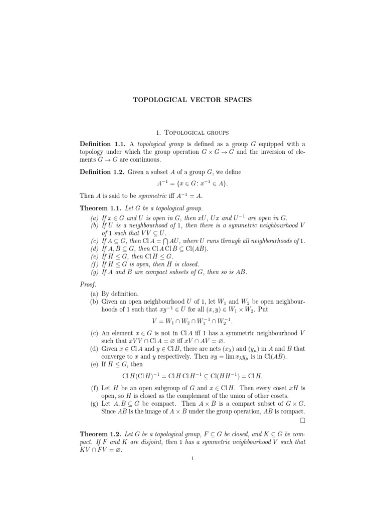 Topological Vector Spaces | PDF