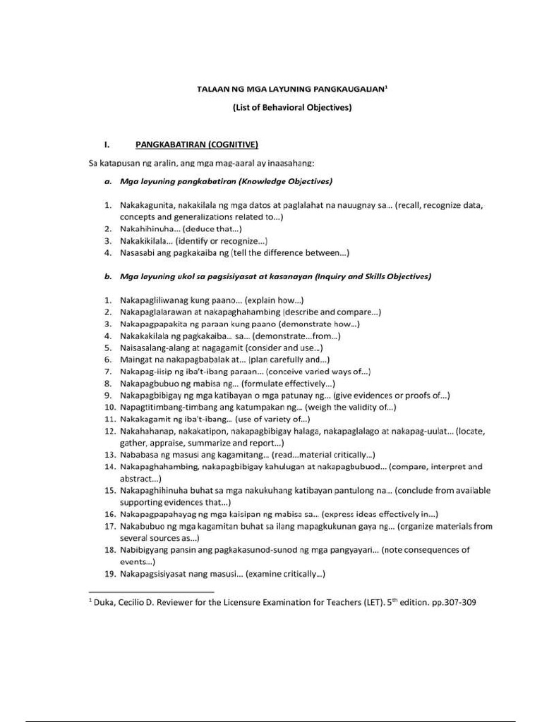 Mga Layunin Filipino | PDF