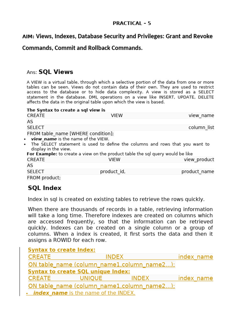 DBMS Lab Course File | PDF