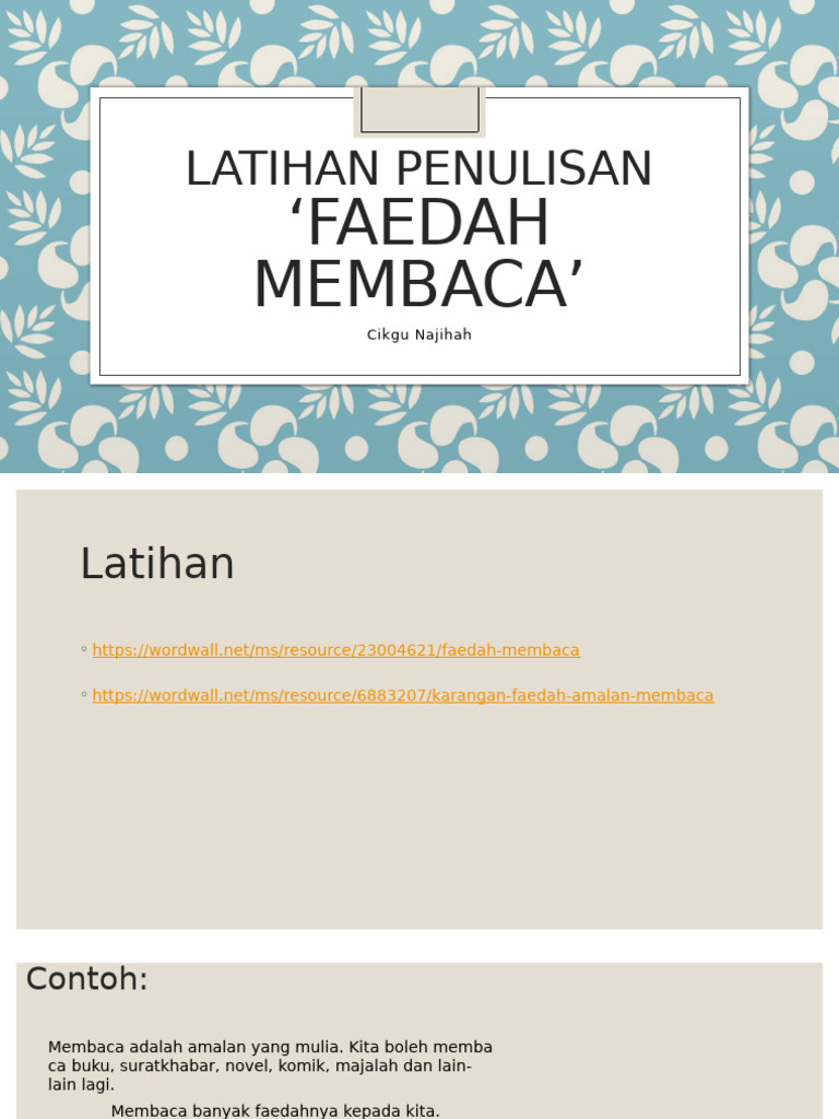 Latihan Penulisan - Faedah Membaca | PDF