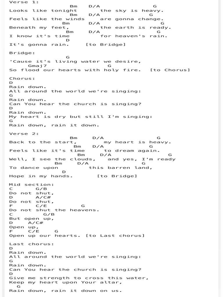 Rain Down Chords - WeAreWorship | PDF