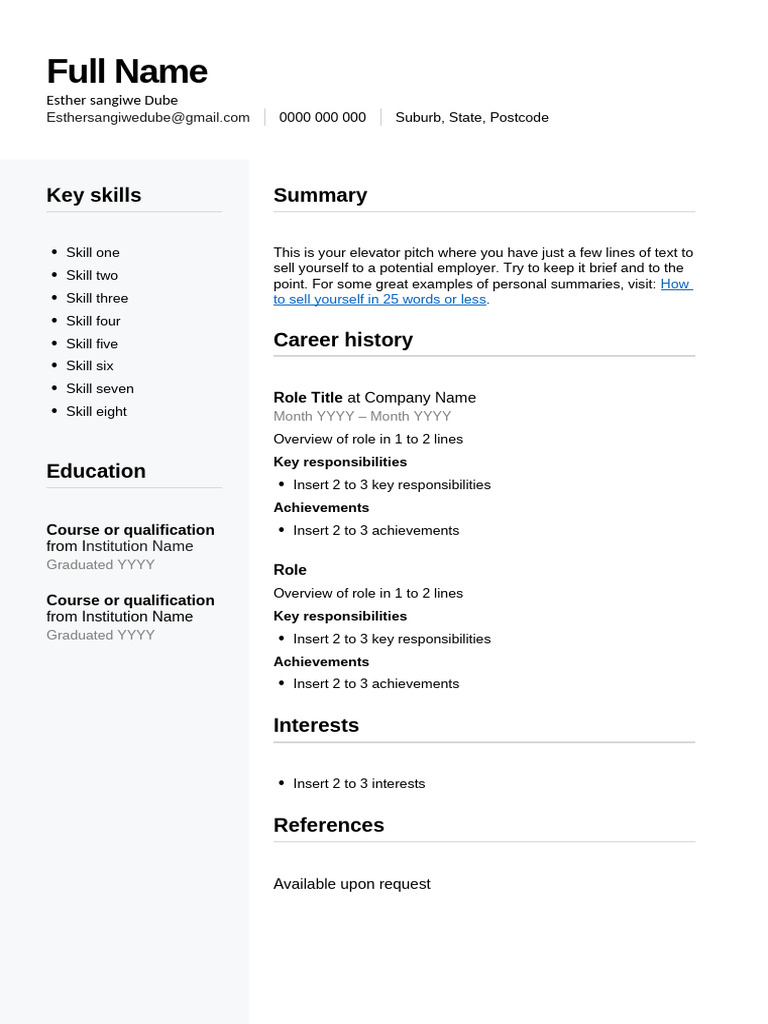 SEEK Resume Template 3 | PDF