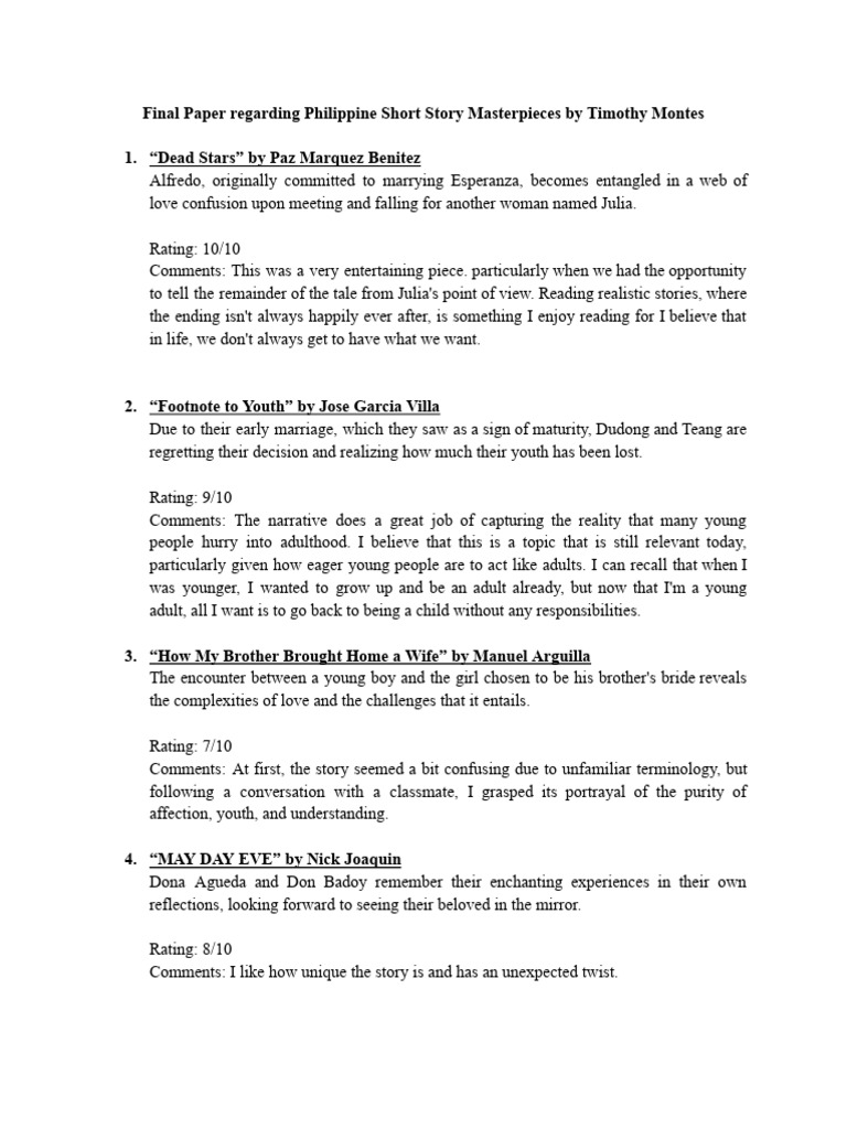 GELITPH Philippine Short Story Masterpieces.pdf | PDF