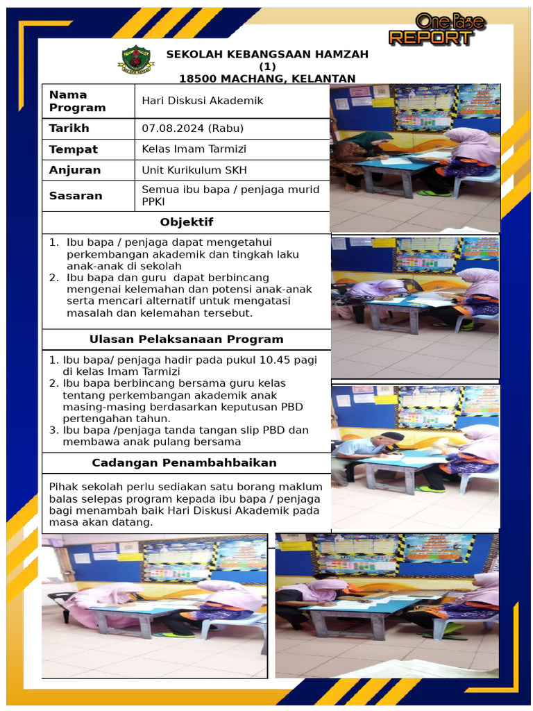 One Page Report Program PBD Imam Tarmizi | PDF