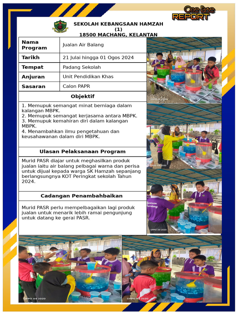 One Page Report Program Jualan Air Balang | PDF