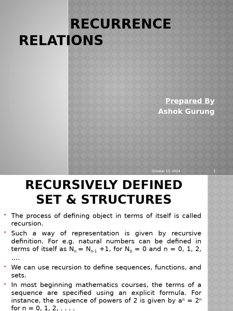 Recurrence Relations Pdf Recursion Teaching Methods And Materials 2814