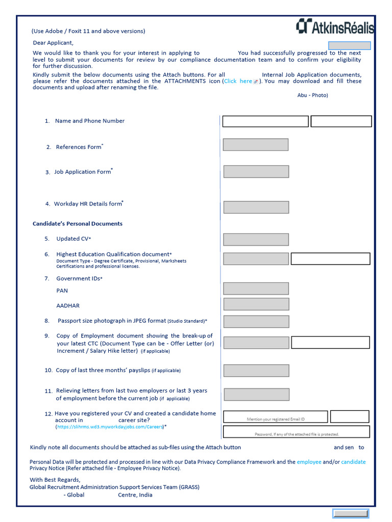 AtkinsRealis - Applicant Document Submission Kit - V4!10!23 | PDF