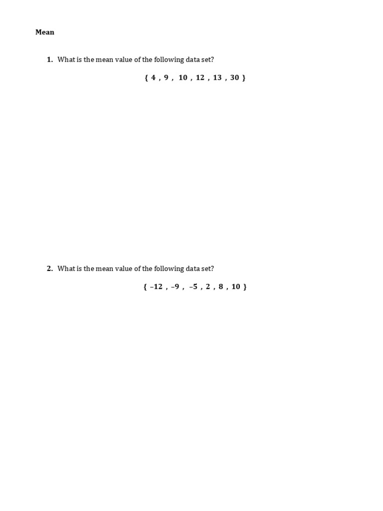 Mean Median Mode Range Practice Problems | PDF | Mean | Science ...