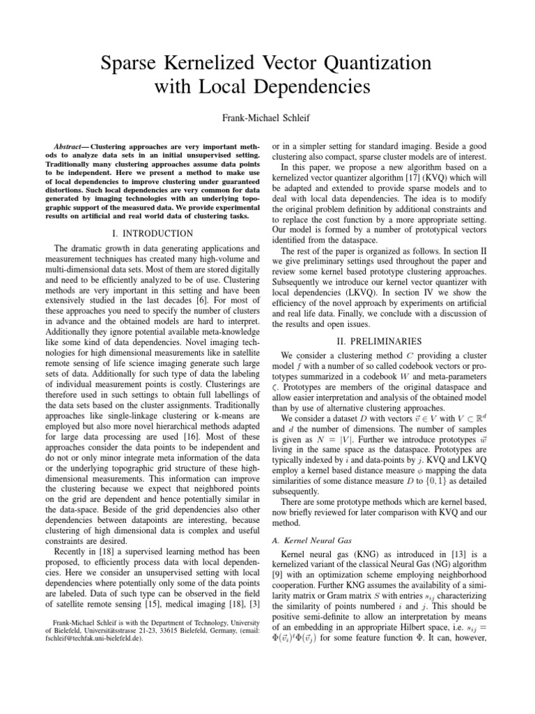Frank-Michael Schleif - Sparse Kernelized Vector Quantization With Local Dependencies | PDF ...