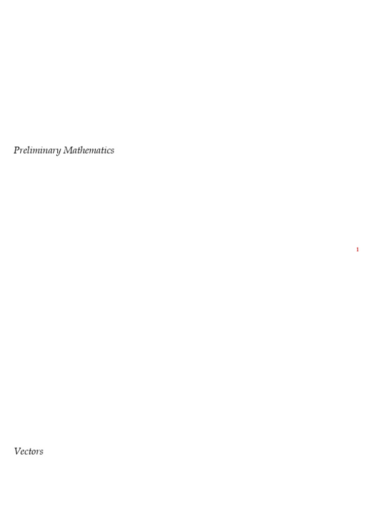Lecture 1 Preliminary Mathematics | PDF
