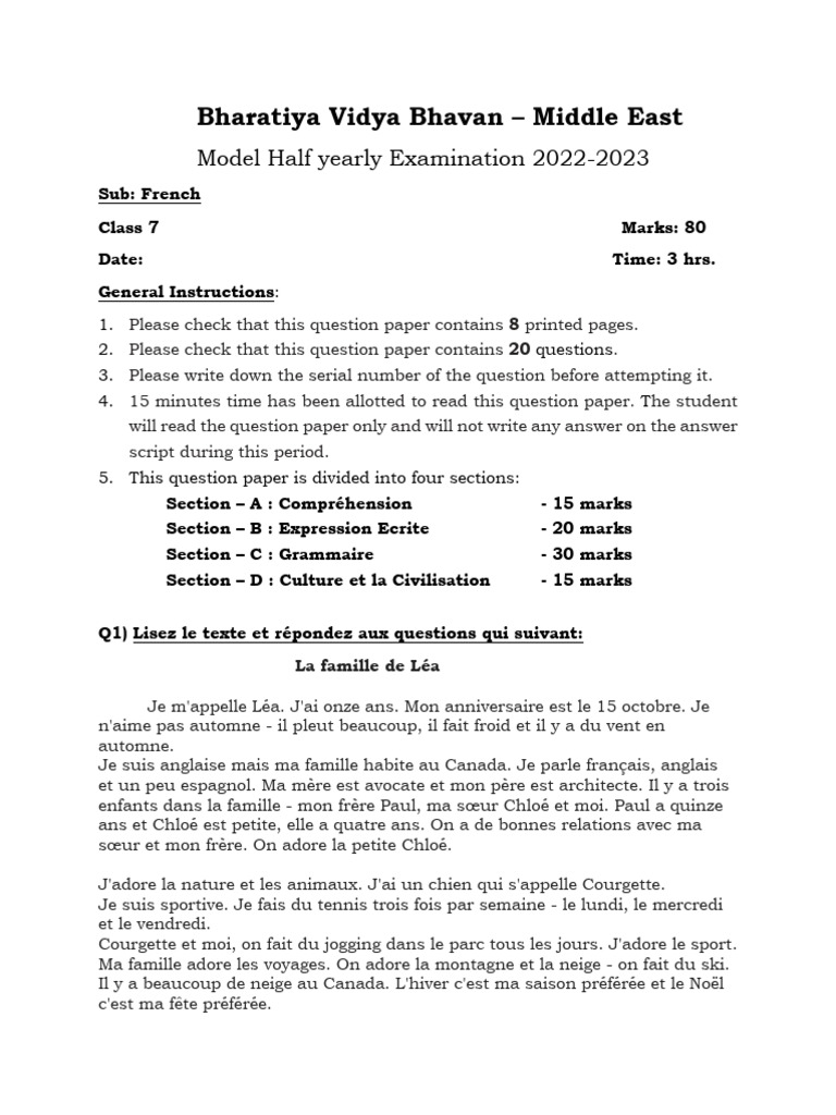Hye Sample Paper Gr 7 | PDF
