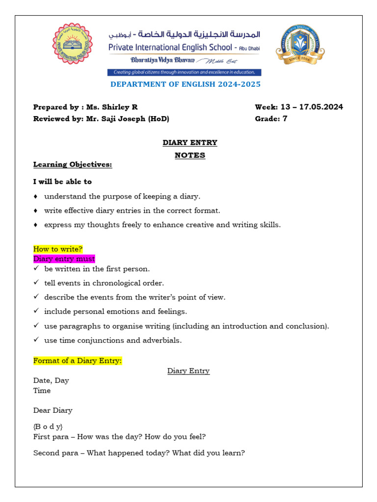 Diary Entry - Notes | PDF