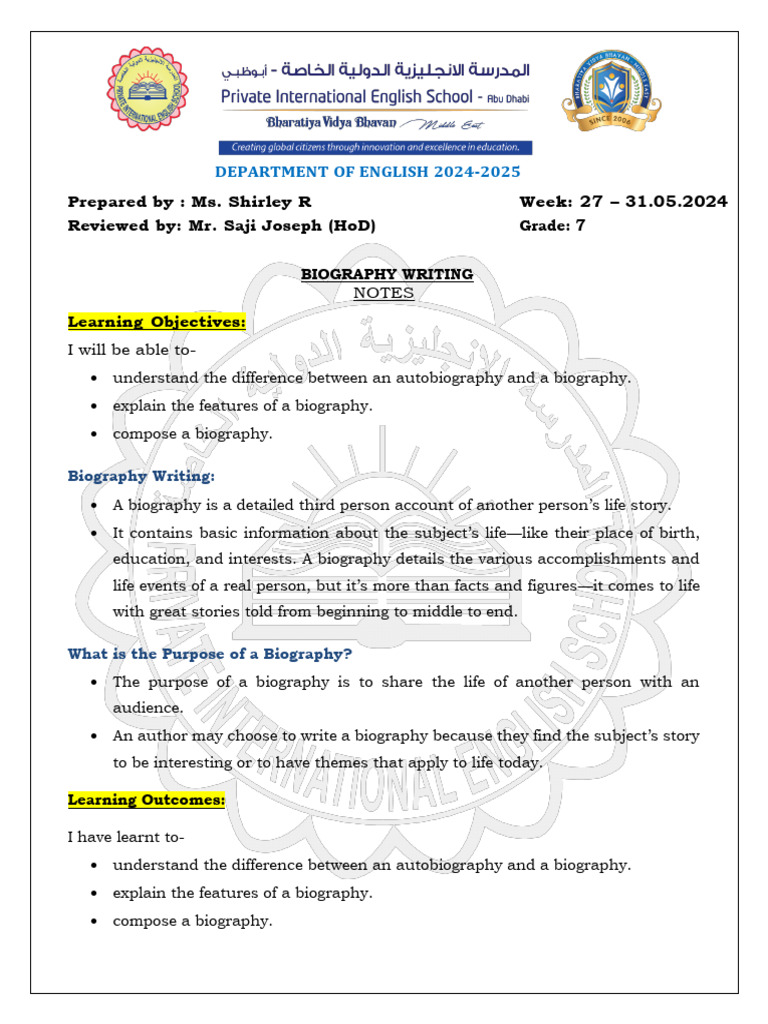 Biography - Notes | PDF