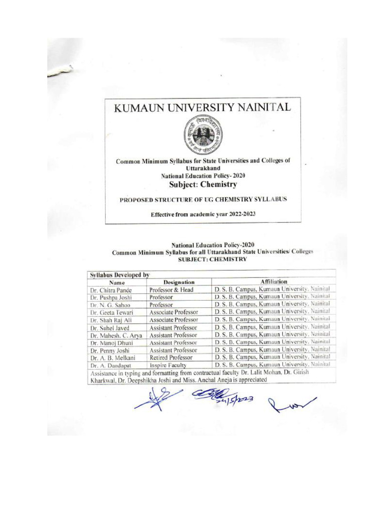 Chemistry NEP Syllabus | PDF