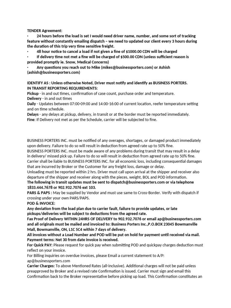 Load Sheet Notes - Hap Trans | PDF