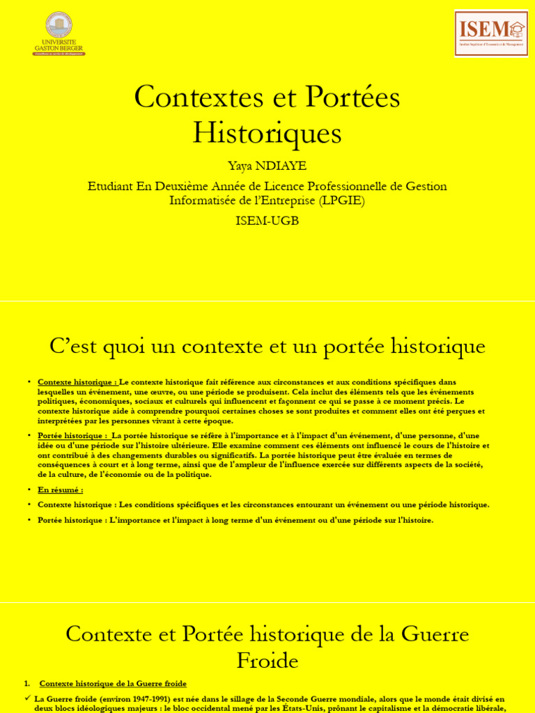 Contextes Et Portées Historiques | PDF
