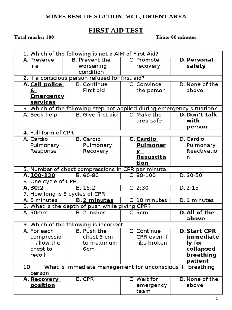 First Aid Answers | PDF