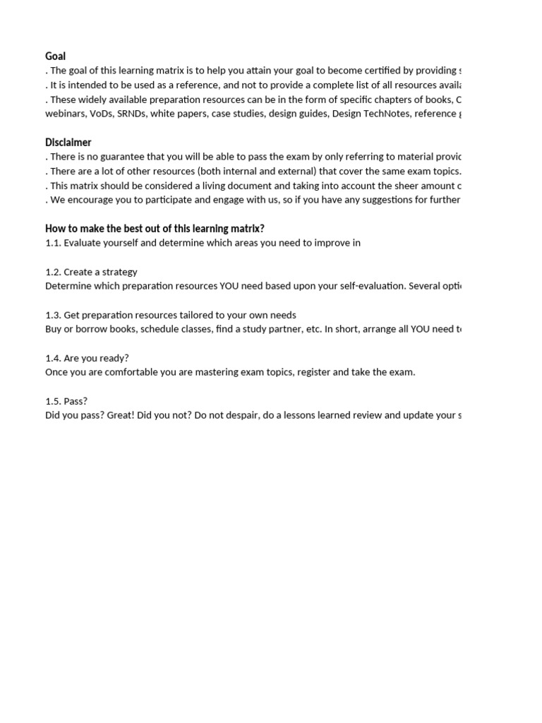 CCIE Enterprise Infrastructure v1 Learning Matrix | PDF