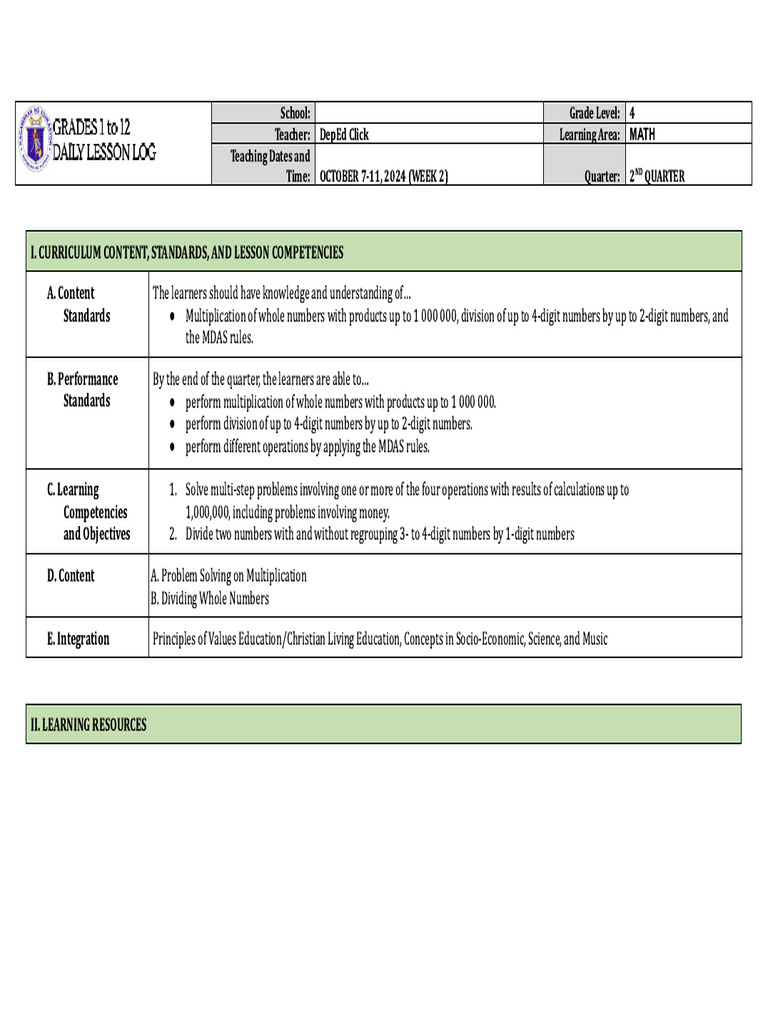 Math 4 - Q2 - Week 2 | PDF