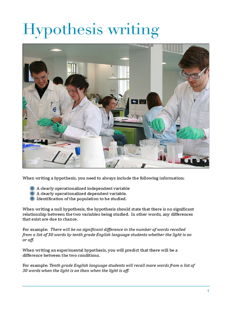 Hypotheses Worksheet | PDF