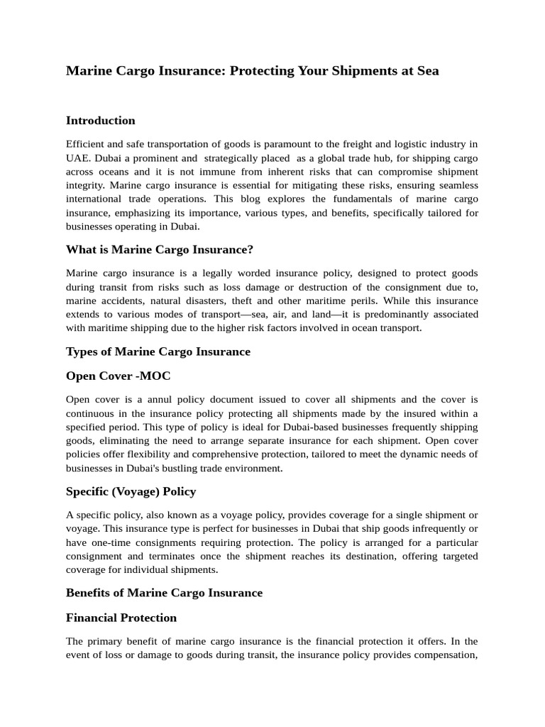 Marine Cargo Insurance Edited | PDF
