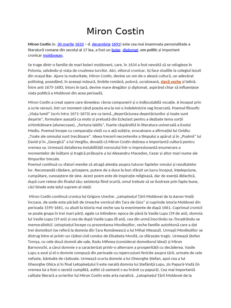 Miron Costin | PDF