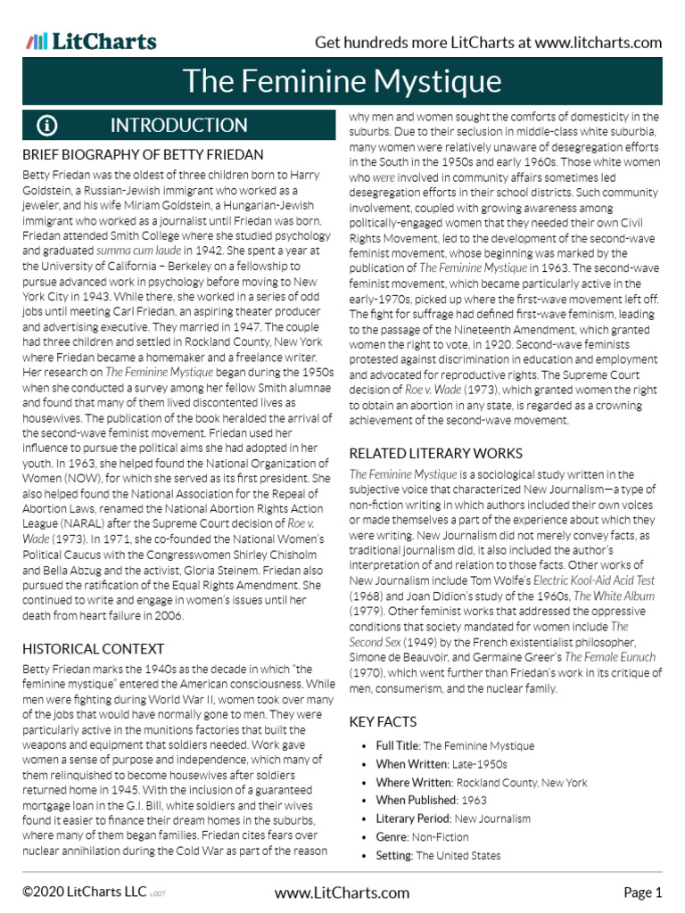 The Feminine Mystique LitChart | PDF