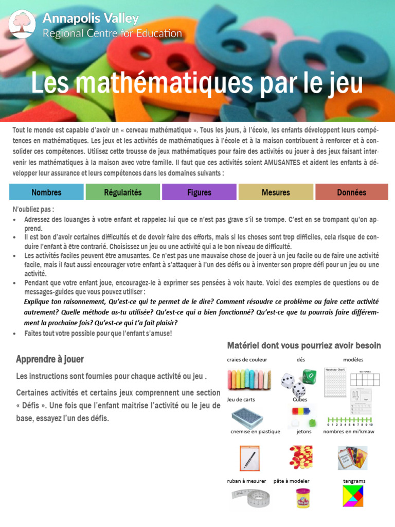 P-3 Home Math Kits Individual Cards - FRE | PDF