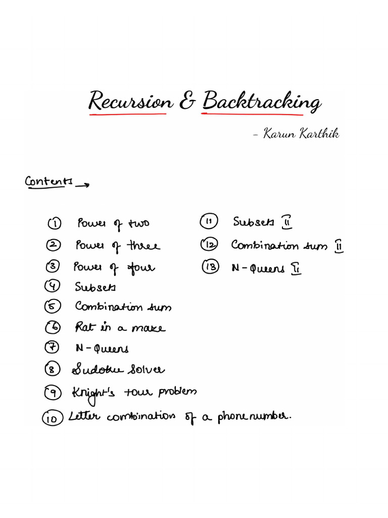 Recusrion & Backtracking Notes Animated | PDF