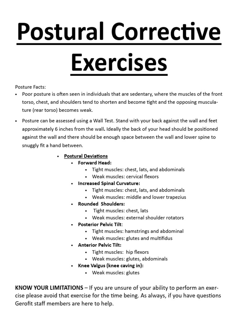 Postural Corrective Exercise | PDF
