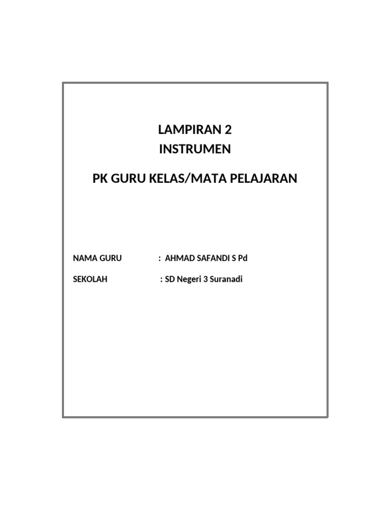 Aplikasi PKG Kelas - Mapel Ahmad Safandi | PDF