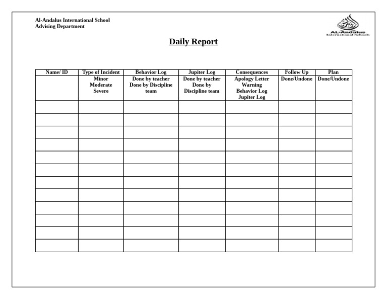 Student Daily Report 2024-25 | PDF