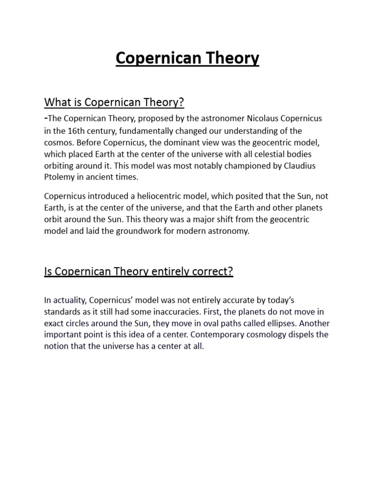 Copernican Theory | PDF