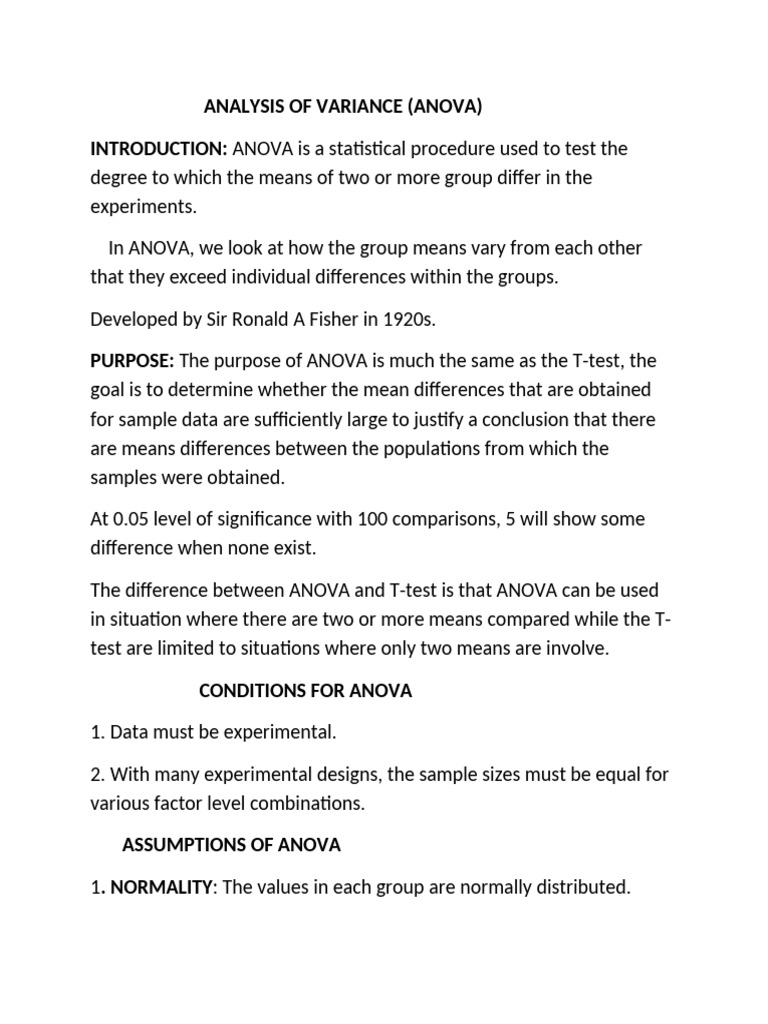 Analysis of Variance | PDF