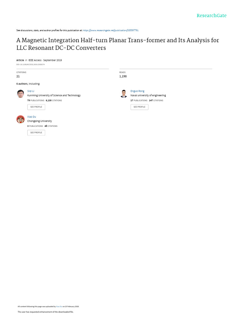 A Magnetic Integration Half-Turn Planar Trans-Form | PDF