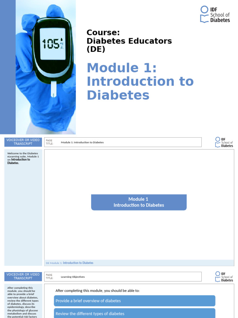 Module 1 DE Introduction To Diabetes Mellitus | PDF