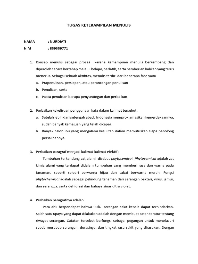Nurdiati Tugas Keterampilan Menulis | PDF