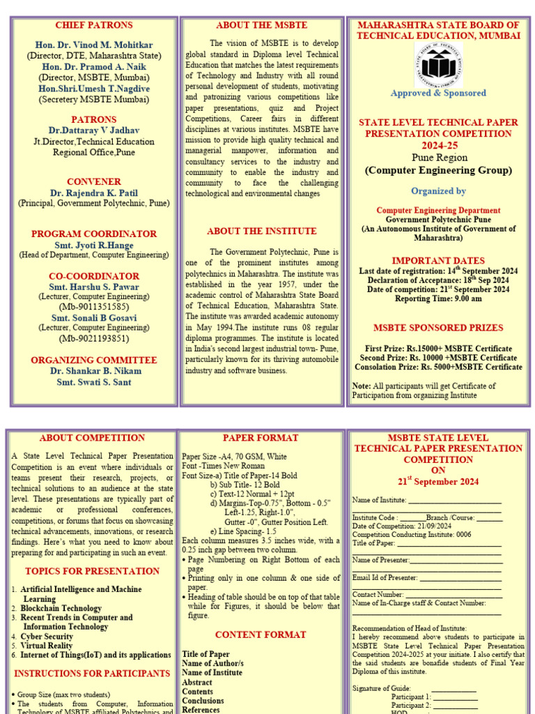 Msbte Paper Presentation Brouchure G P Pune09092024 | PDF