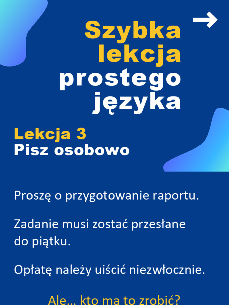 Szybka Lekcja Prostego J Zyka Pisz Osobowo 1678367390 | PDF