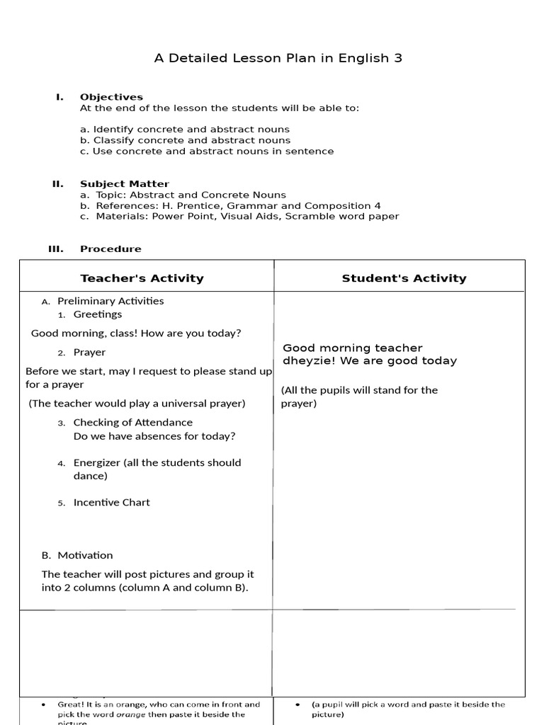A Detailed Lesson Plan in English 3 | PDF