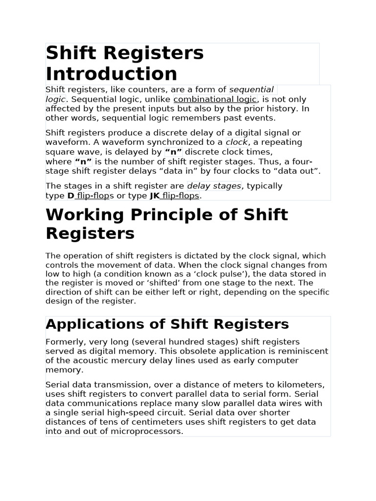 Introduction To Shift Registers | PDF