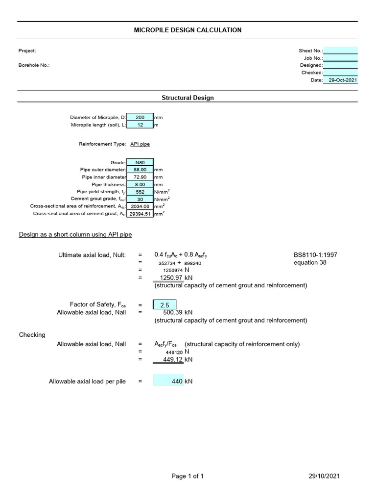 Micropile Design | PDF