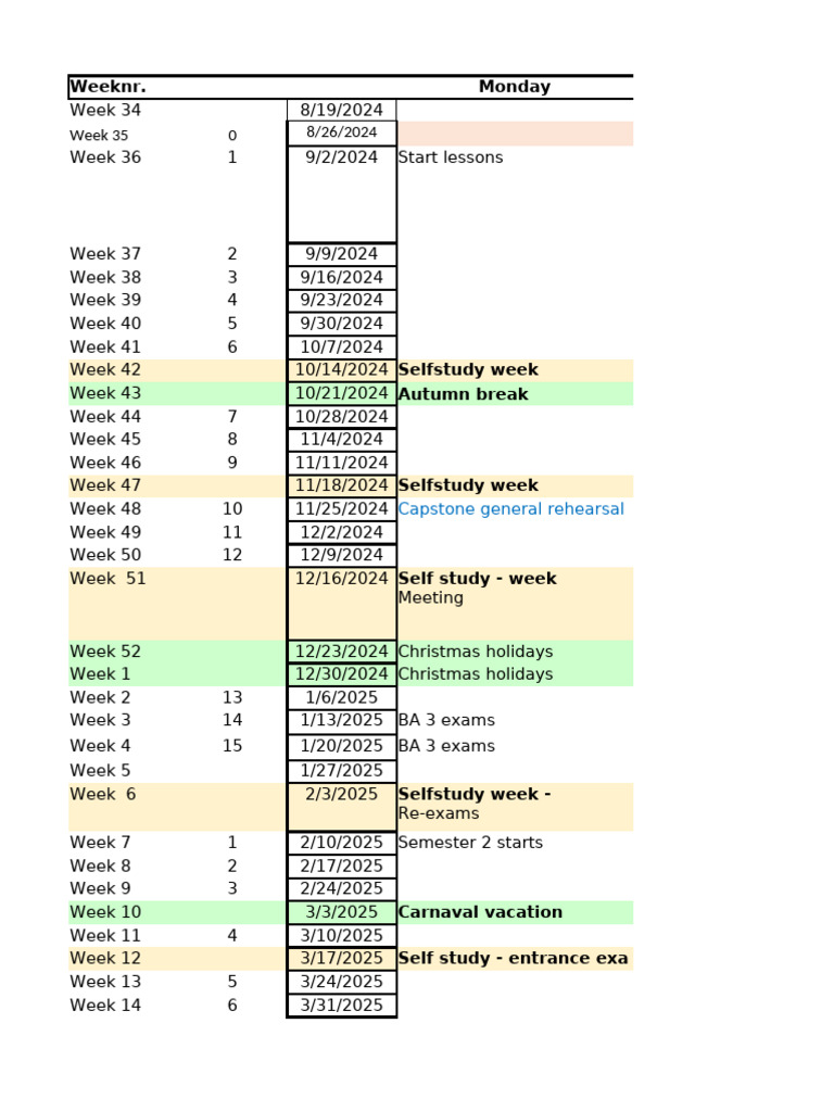 Calendar BA 3 24-25 | PDF