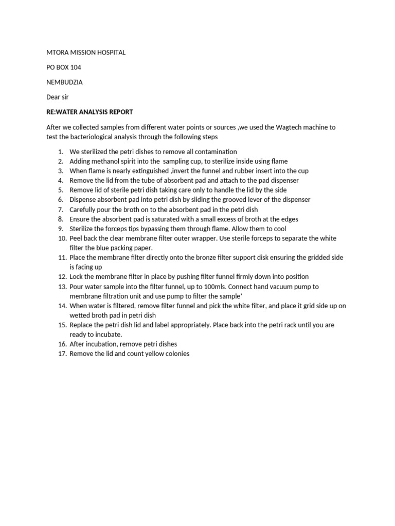 Water Analysis Report | PDF